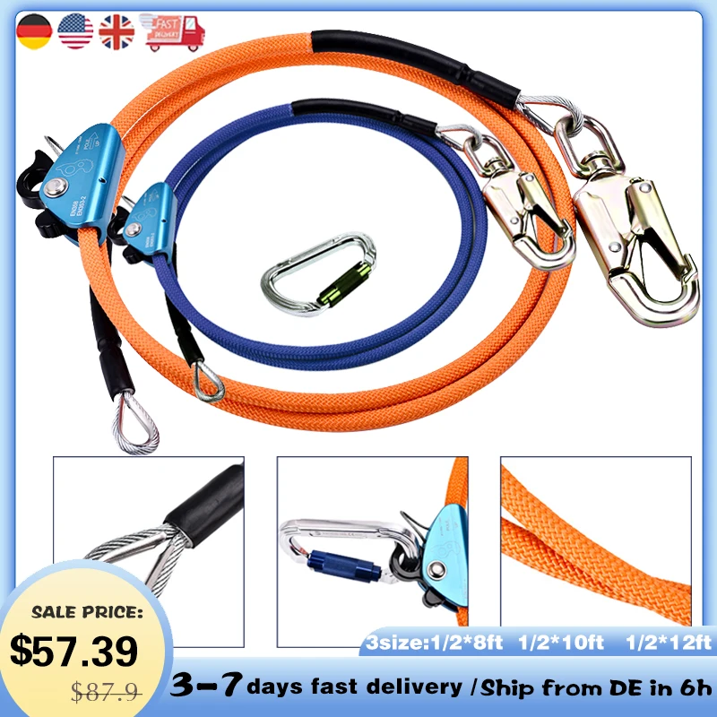 Outdoor-Wire-Core-Flip-Line-Kit-with-Triple-Lock-Carabiner-Adjustable ...
