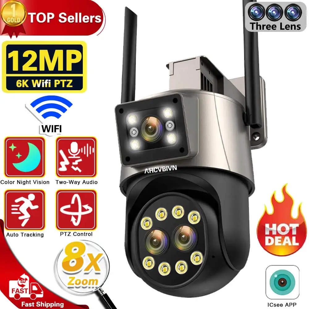 12MP-8X-Zoom-PTZ-WiFi-Camera-Three-Lens-Dual-Screen-Color-Night-Vision ...