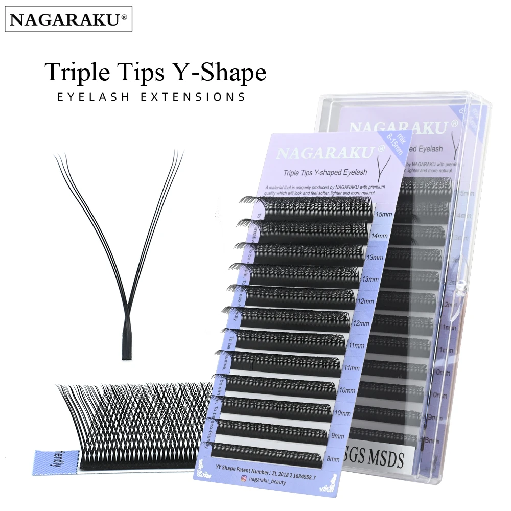 NAGARAKU-3D-Y-Shape-Lashes-Three-Split-Tips-Triple-YY-Eyelash ...