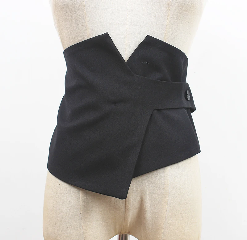Women-s-Runway-Fashion-Black-Fabric-Cummerbunds-Female-Dress-Corsets ...