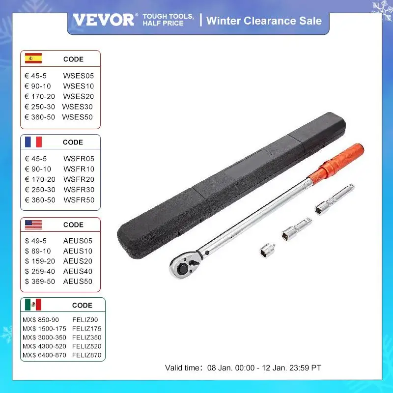 VEVOR-1-2-1-4-3-8-Mechanical-Torque-Wrench-Set-Precision-Pointer-Hand ...