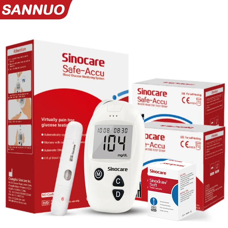 Sinocare-Safe-Accu-Ce-Blutzucker-messger-t-Teststreifen-Lanzetten-Glu ...