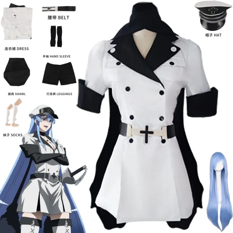 Anime-Akame-Ga-KILL-Esdeath-Cosplay-Costume-with-Hat-Socks-Wig-Outfits ...
