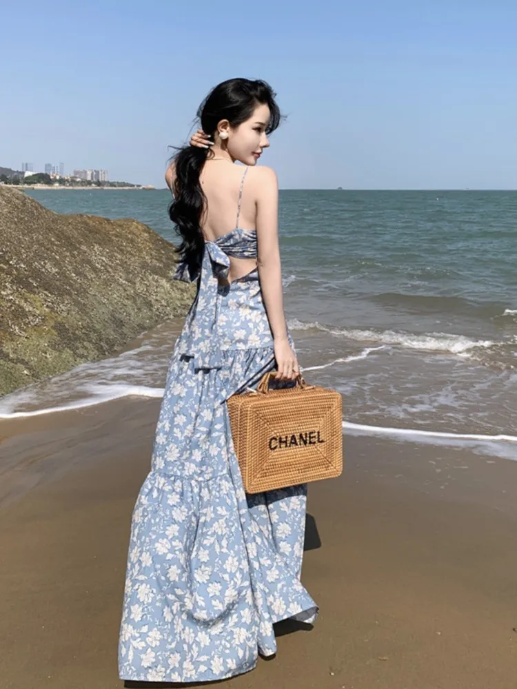 Vestido-largo-con-estampado-Floral-para-mujer-traje-Sexy-sin-mangas ...