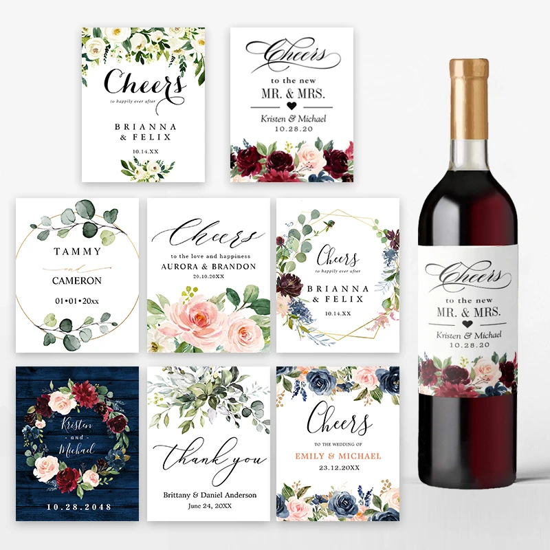 Personalized Wine Stickers,Wedding White Wine Labels,Set of 18 ...