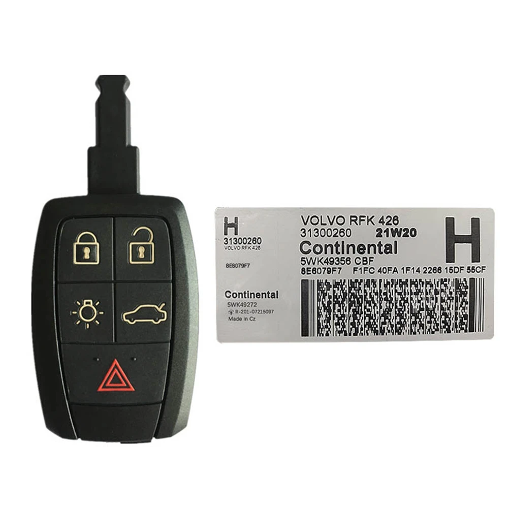 OEM 5 Buttons For 2004 2013 Volvo C70 C30 S40 V50 Remote Key 434MHZ ...