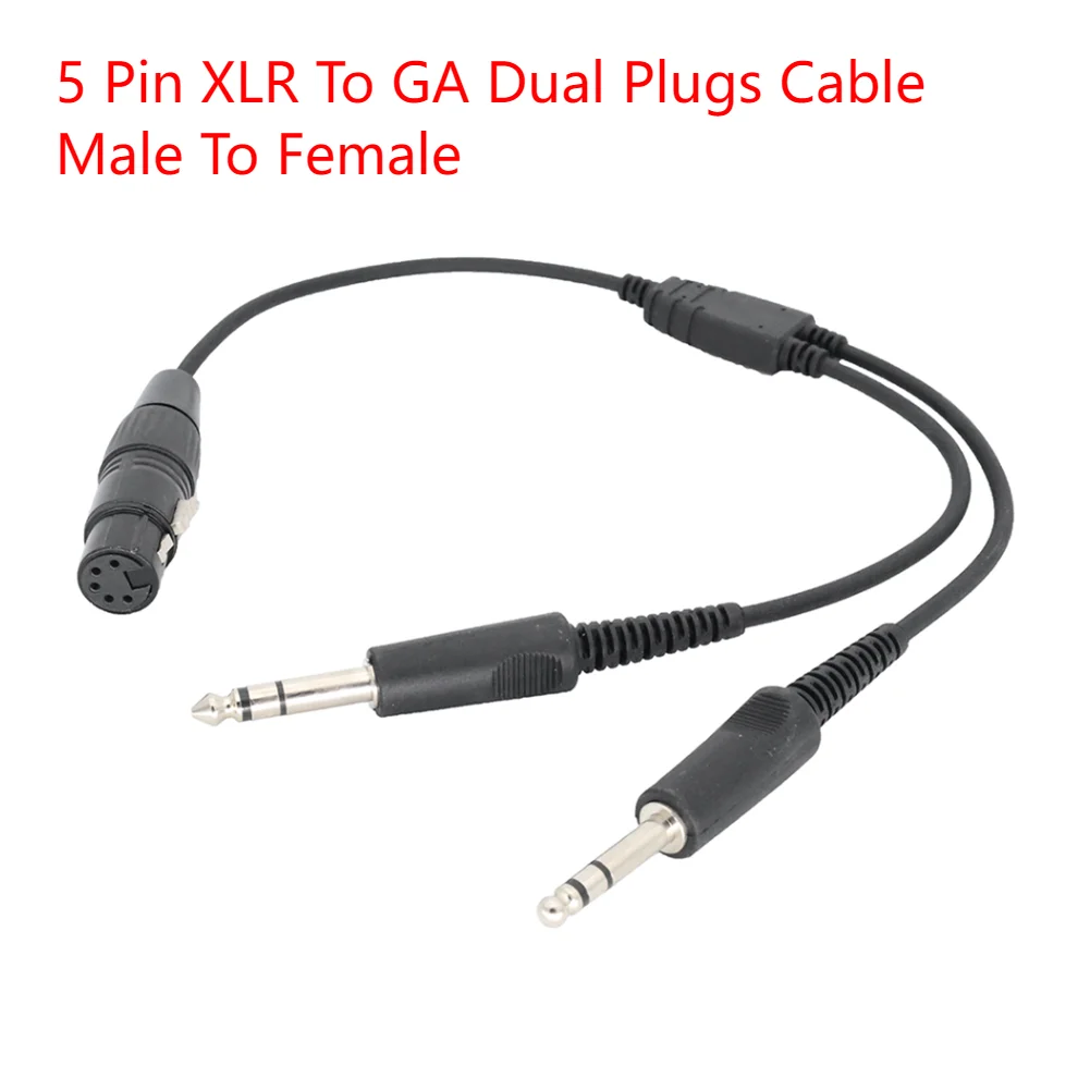 For-Airbus-5-Pin-XLR-To-GA-Dual-Plug-Aviation-Headset-Connector-XLR-To ...