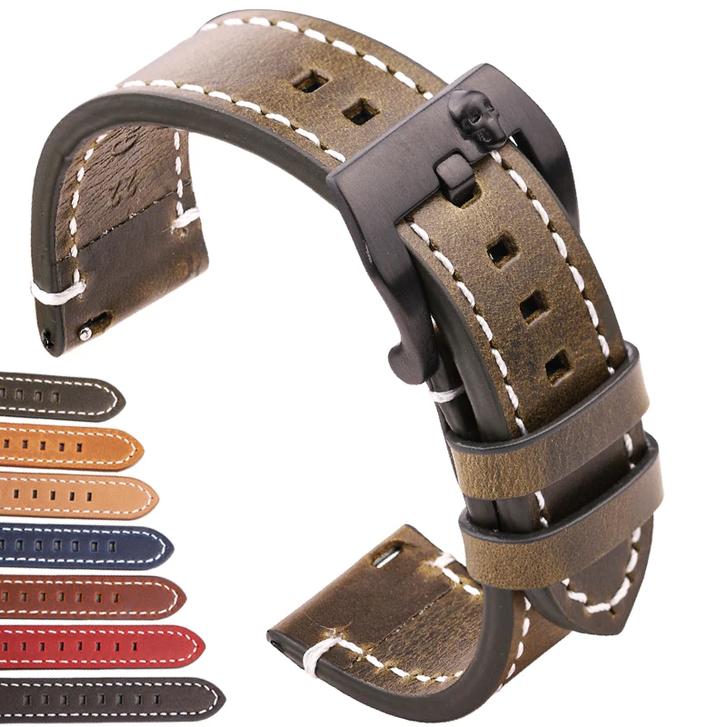 Vintage Watch Strap Bracelet 18mm 20mm 22mm 24mm 7 Colors Women Men Cow ...