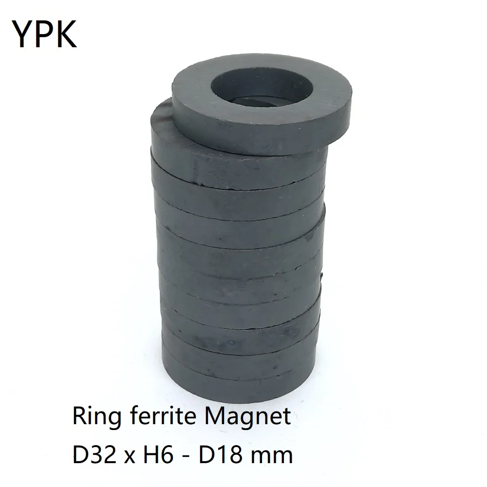1 2 5 10 개/몫 페라이트 자석 32*6 구멍 18 강력한 Y30 링 자석 32x6 블랙 라운드 강력한 영구 자석 32x6-18