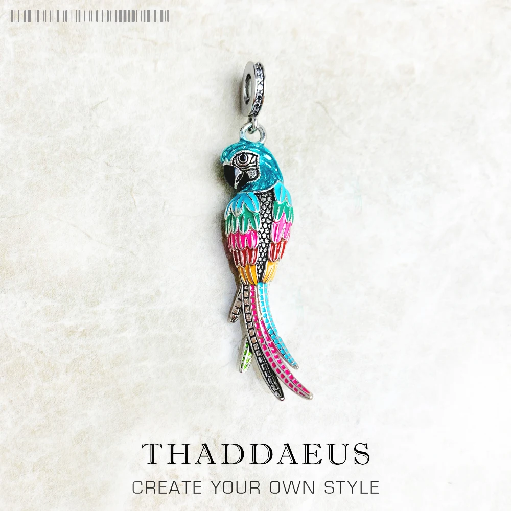 Colorful-Striking-Parrot-Pendant-925-Sterling-Silver-Dangle-Charm-Women ...