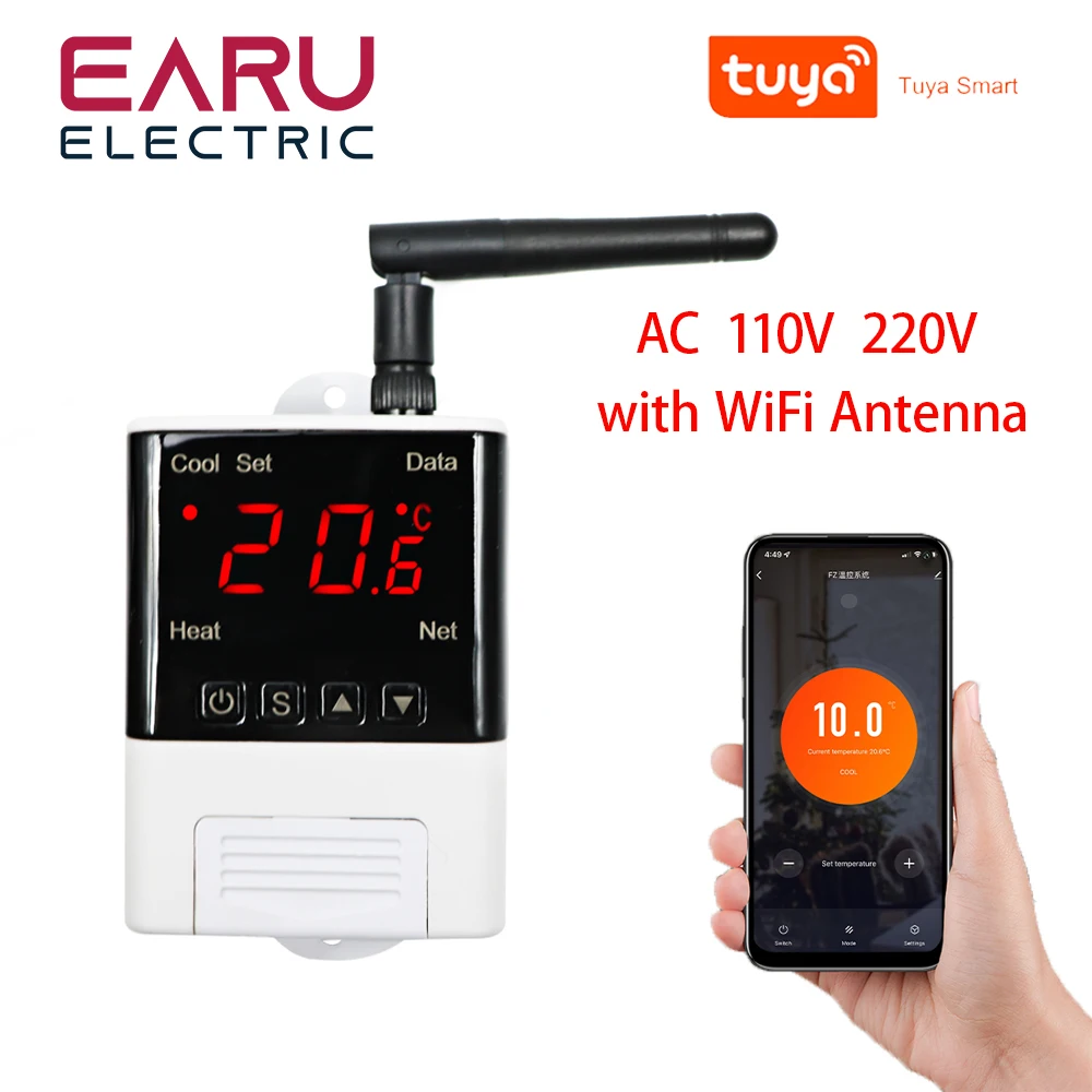 Wifi Thermostat Humidistat 12V 110V 220V Digital Temperature Humidity ...