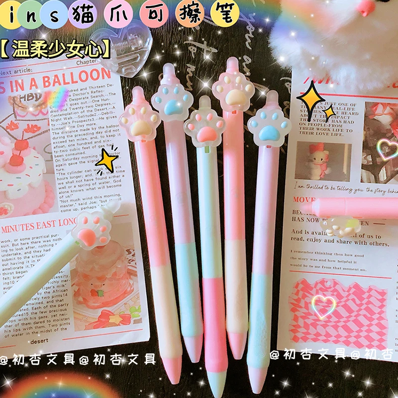 Cute Cat Claw Erasable Gel pens for writing 0.5mm Blue Friction pen for ...