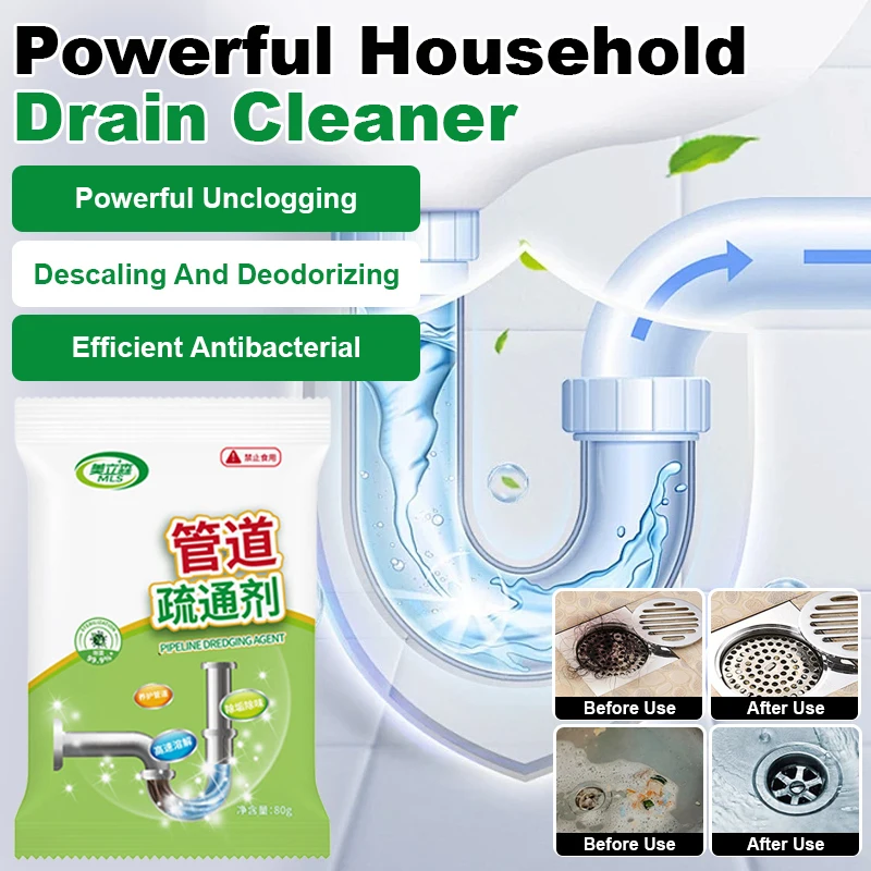 Fast-Dissolving Pipe Dredging Powder, Bagged Kitchen Clog Remover ...