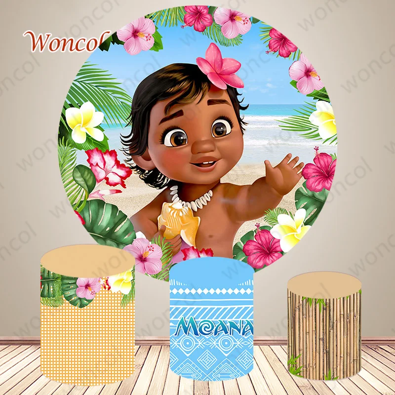Disney-Baby-Moana-Round-Backdrop-Baby-Birthday-Photo-Background-Baby ...