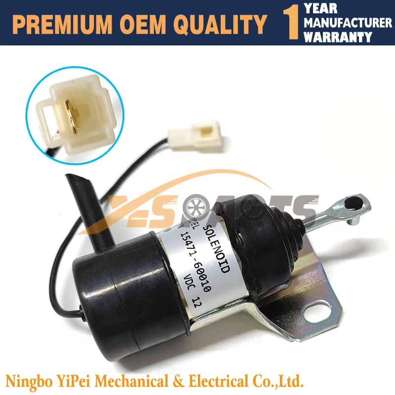 12V 15471-60010 1547160010 Fuel Stop Cut Off Solenoid for Kubota B1250 ...
