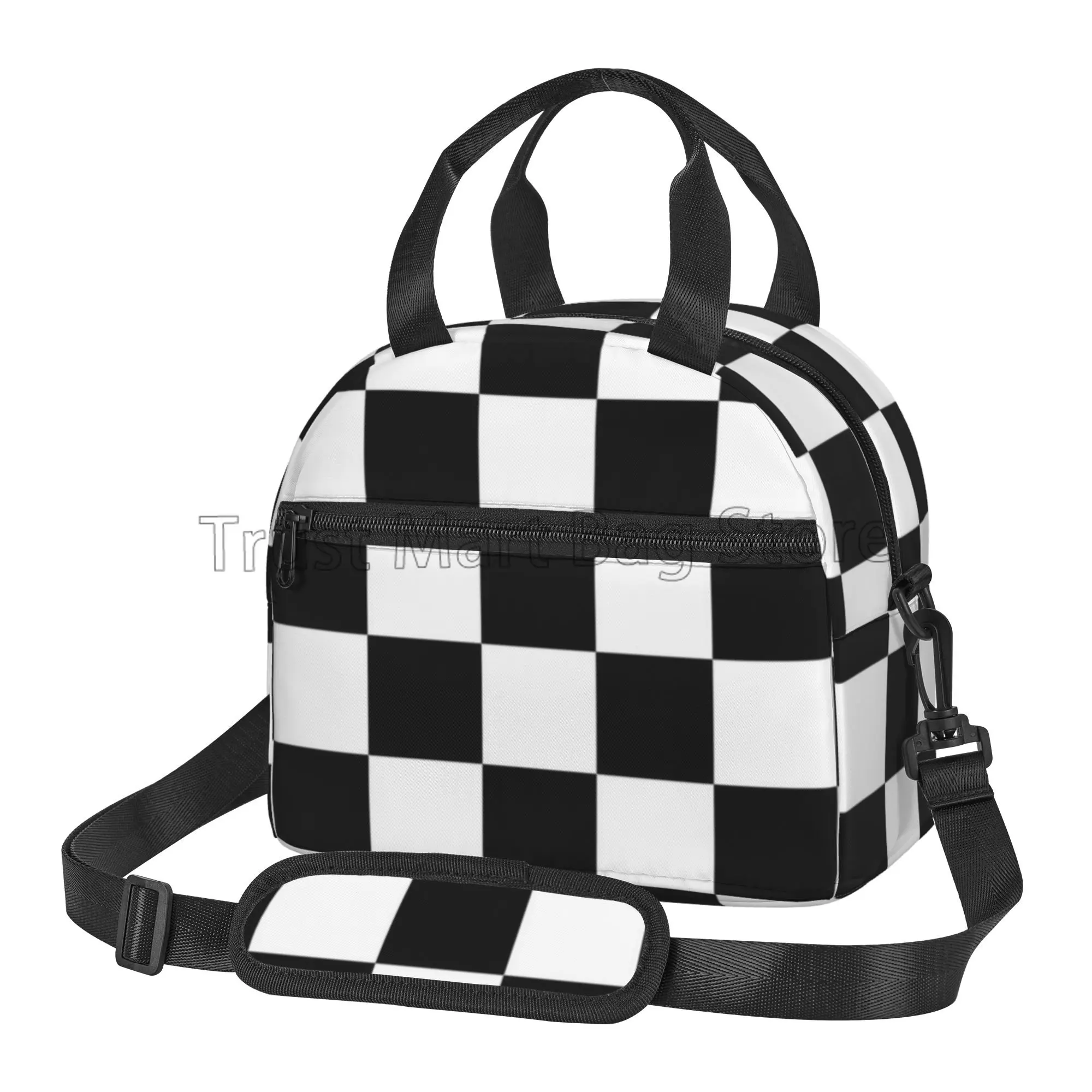 Black And White Checkered Lunch Box