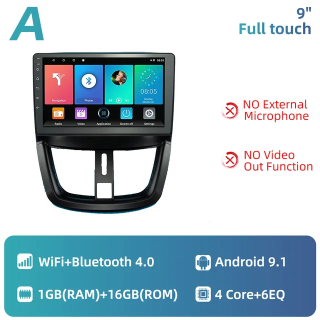 2 Din Android Car Radio For Peugeot 207 207cc 2006-2015 9" Car Stereo ...