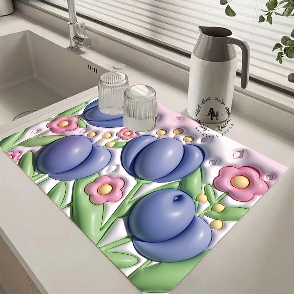 Three-dimensional-Expansion-Flower-Kitchen-Countertop-Drain-Pad-Diatom ...