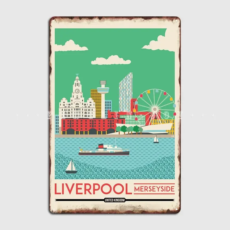 Liverpool-Cityscape-Tin-Sign-Cartaz-Placa-De-Metal-Pub-Wall-Decor-Criar ...