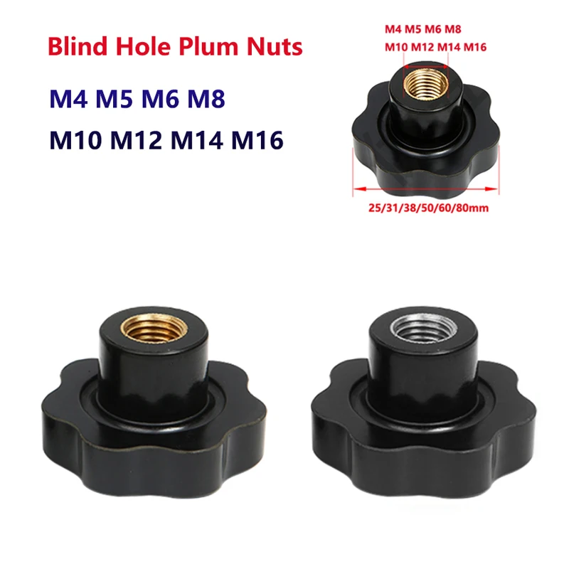 1pc Plum Bakelite Hand Tighten Nuts M4 M5 M6 M8 M10 M12 M14 M16 Handle ...