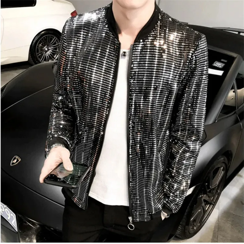 Y2K-Spring-New-Sequined-Bomber-Jacket-Men-Long-Sleeve-Glitter-Zip-Up ...