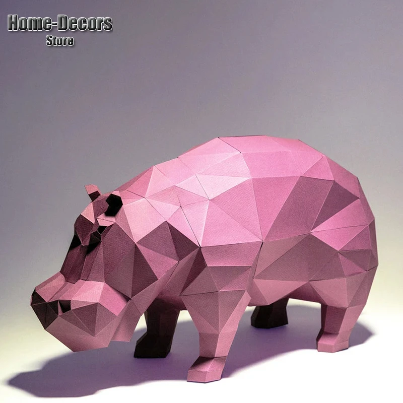 Hippopotamus-Paper-Model-3D-Handmade-Low-Poly-Origami-DIY-Hippo-Folding ...