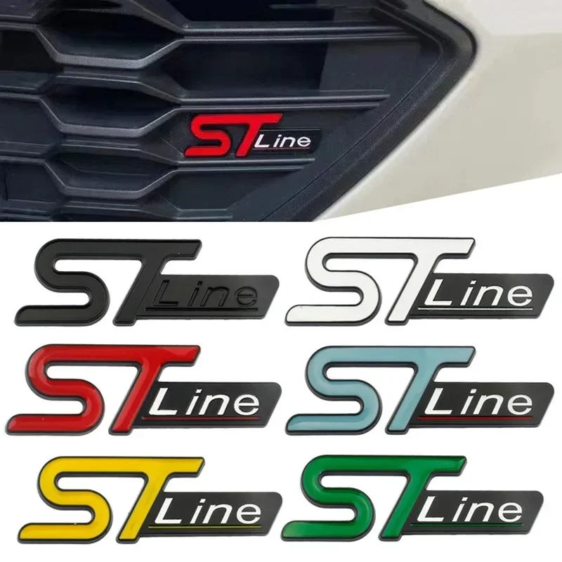 3D Metal ST Line Head Front Grille Car Trunk Emblem Badge Chrome ...
