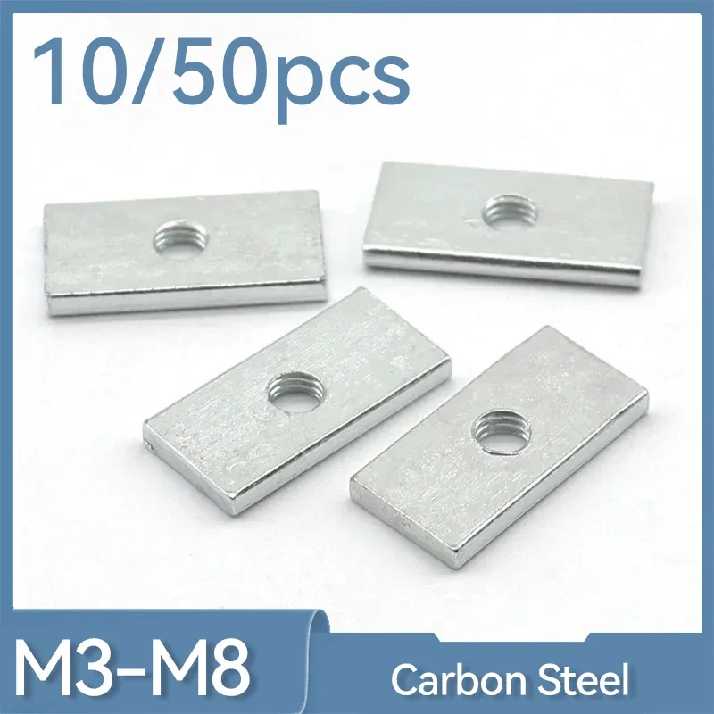 10-50pcs-Square-Nut-M3-M4-M5-M6-M8-Zinc-Plated-Carbon-Steel-Thin ...