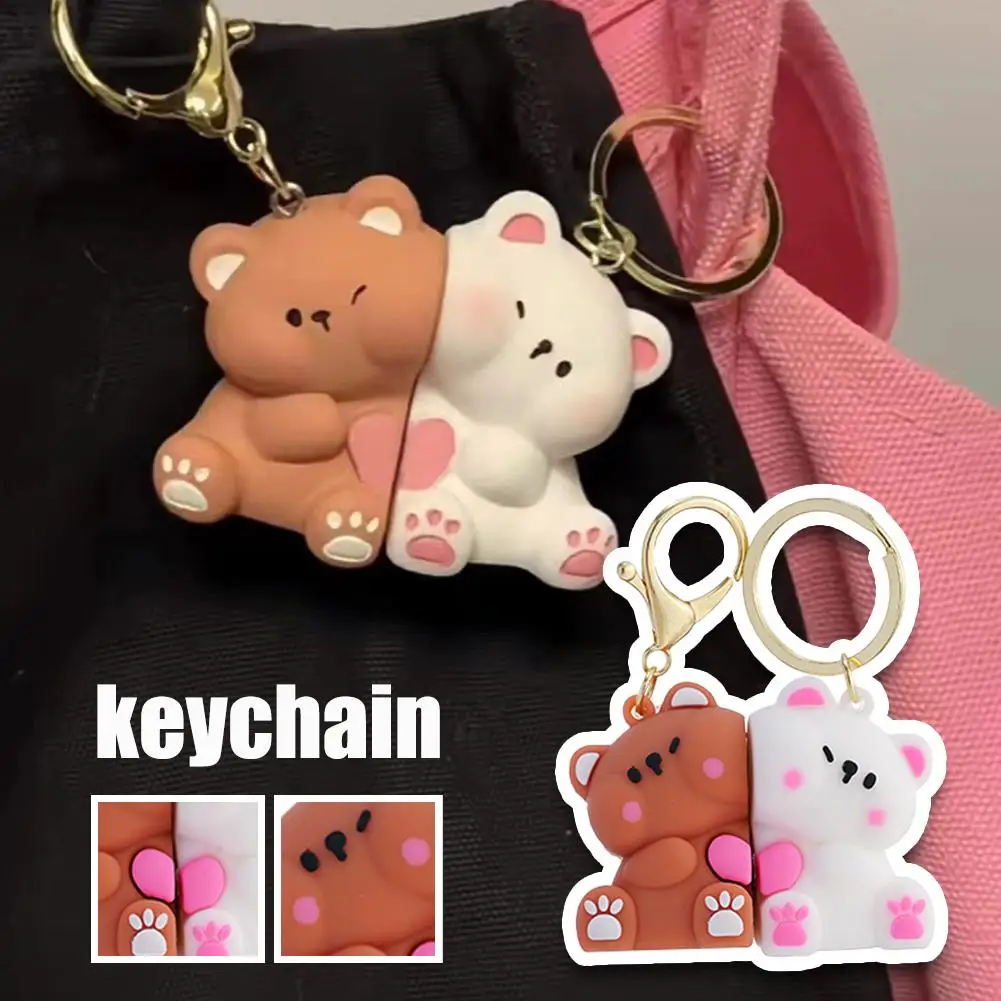 Couple-Magnetic-Suction-Cute-Bear-Key-Chain-Pendant-Magnet-Keychain ...