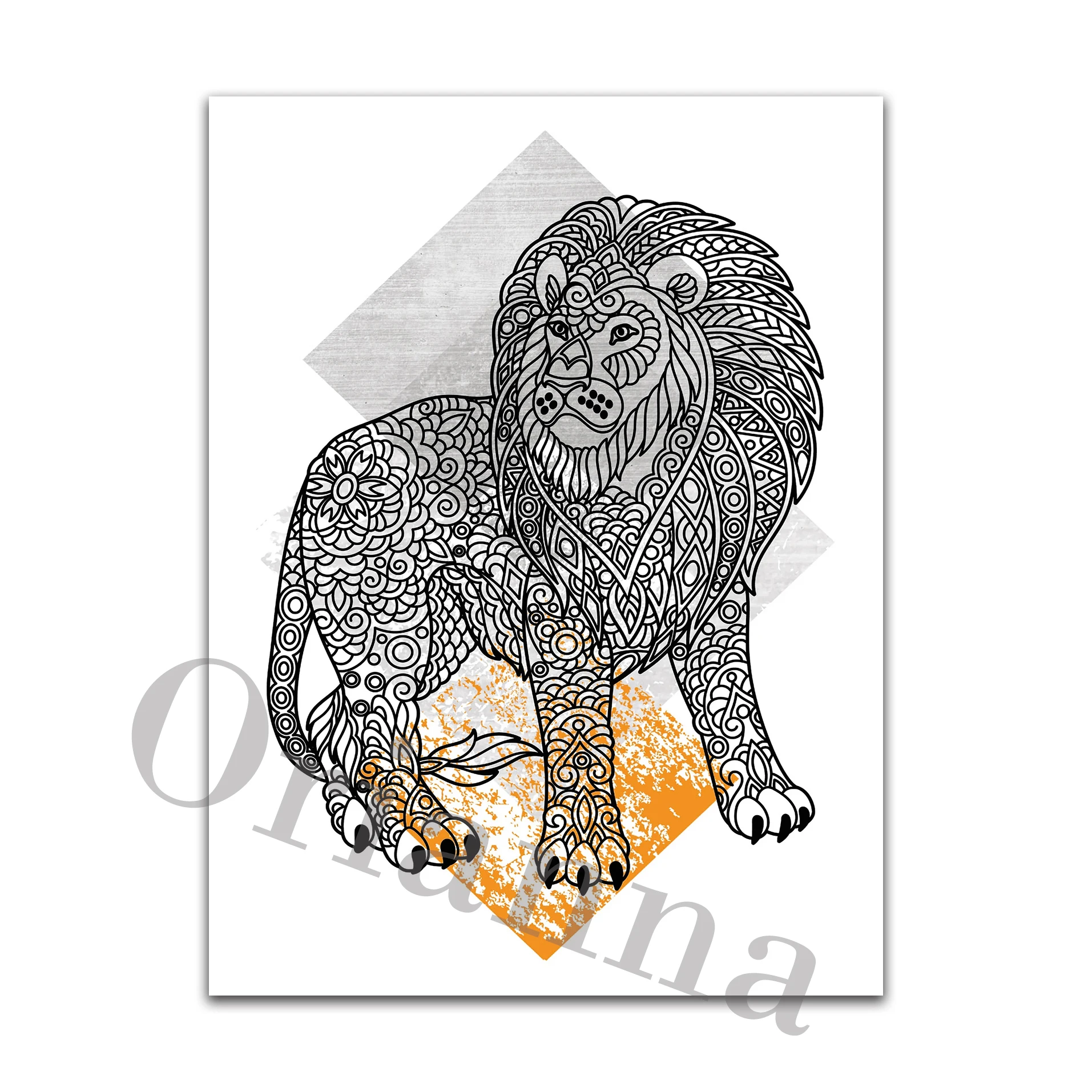 Tribal Print Lion Drawing