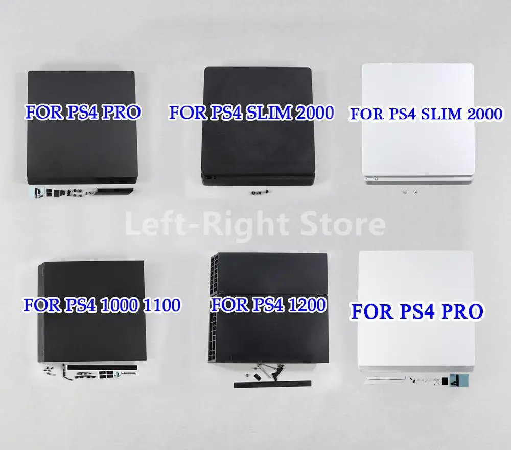 소니 PS4 1100 1000 1200 풀 하우징 케이스, PS4 슬림 2000 프로 콘솔, 블랙 컬러 콘솔, 하우스 쉘 로고 포함, 1 세트|교체부품&액세사리 ...