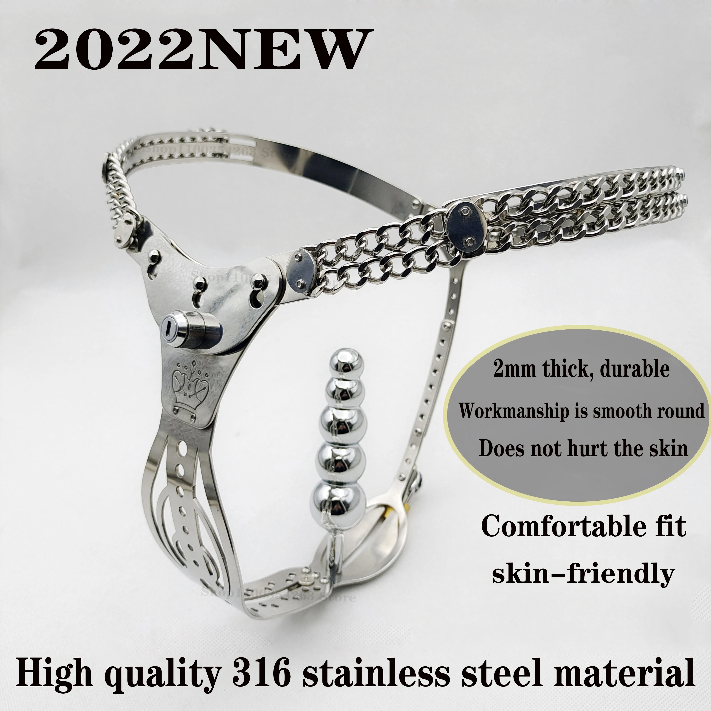 2022 Hollow Out 316 Stainless Steel Female Chastity Belt Anal Plug ...