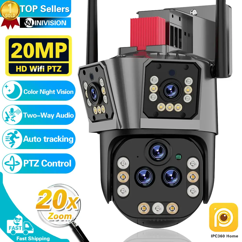 10K-20MP-WiFi-IP-Camera-20X-Zoom-Four-Lens-Three-Screen-PTZ-Cameras ...
