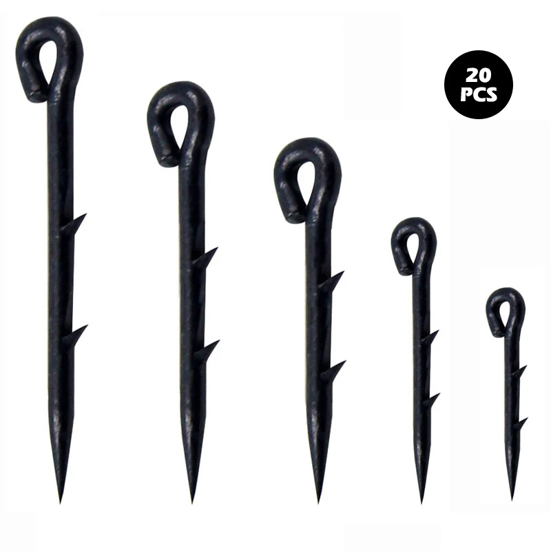 20pcs-Pointed-Needle-Straight-Handle-Hook-Carp-Fishing-Bead-Connector ...