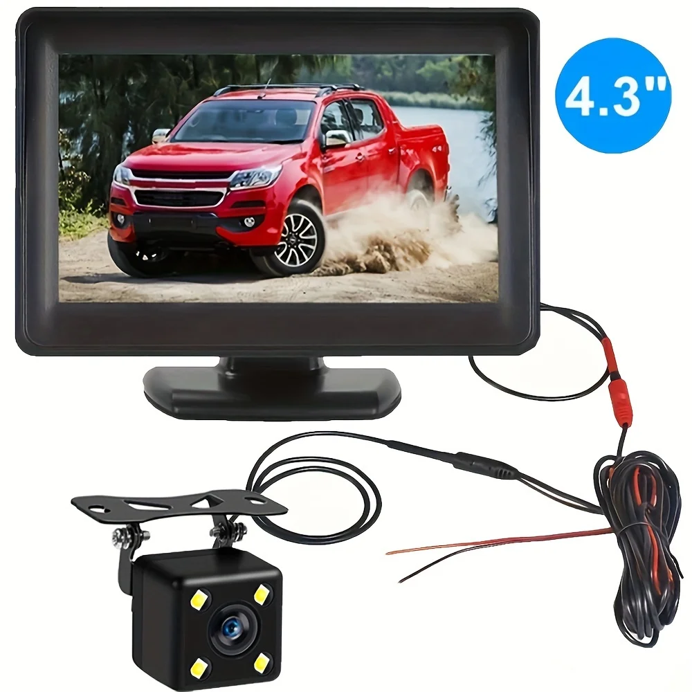 4Pin-4-3-Backup-Camera-Rear-View-Monitor-Kit-LCD-Display-Reverse-Camera ...
