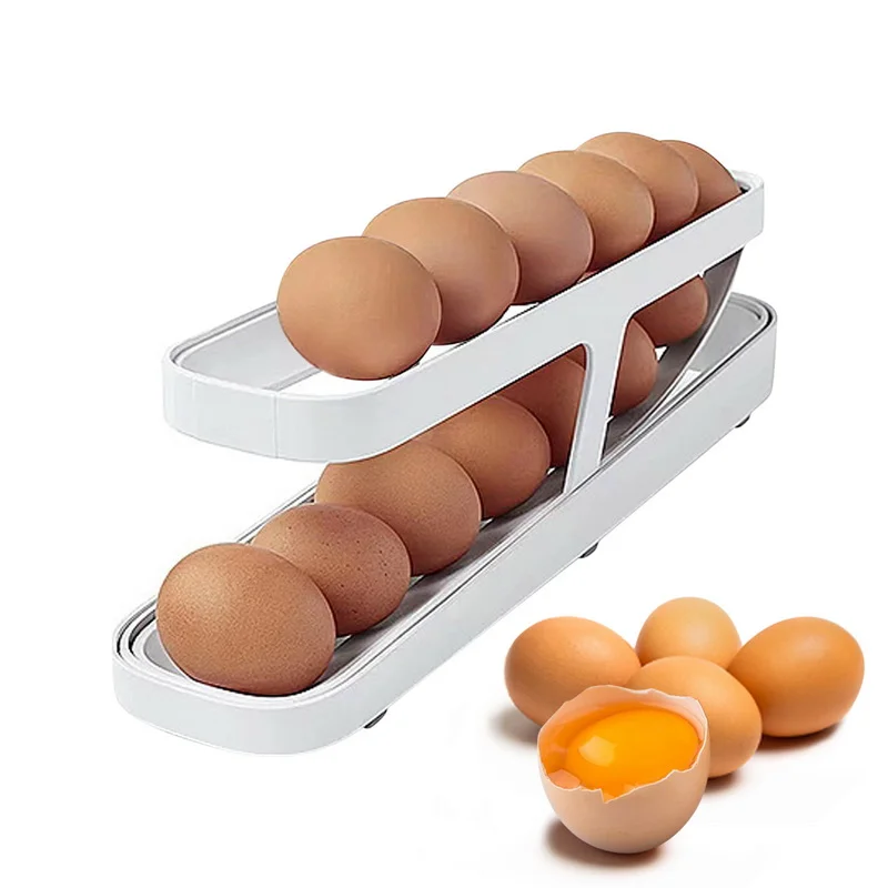 Automatic Scrolling Egg Rack Holder Storage Box Egg Basket Container ...