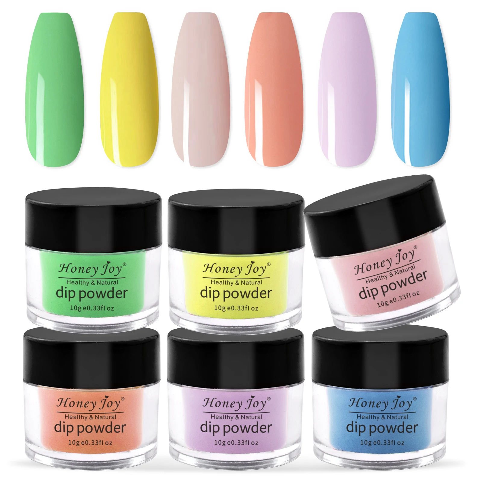 6 box/set Fine Dipping Powder Summer Bright Color Green Yellow Nude Dip ...