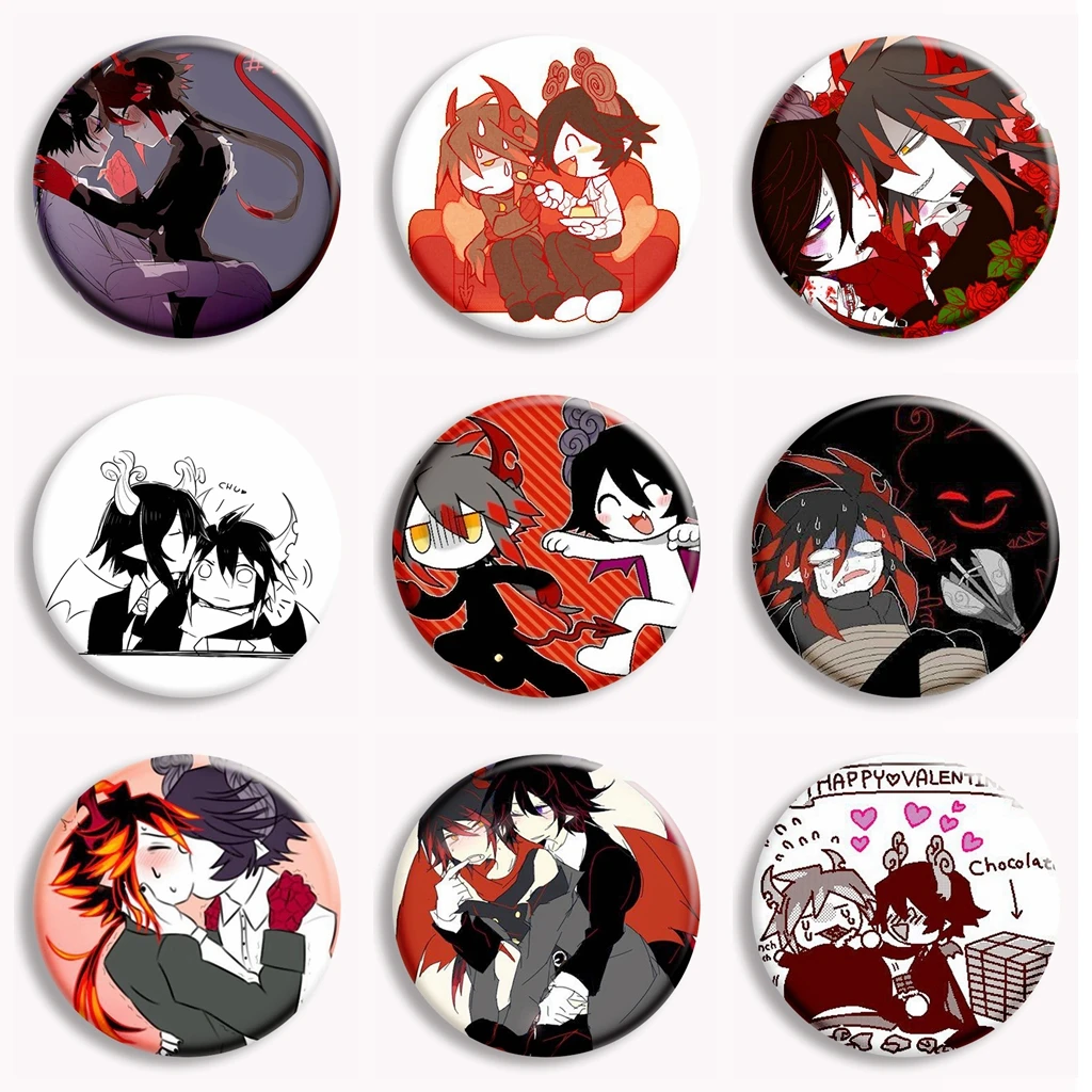 Satanick and Ivlis Fanart Soft Button Pin Creative Cartoon Anime Badge ...