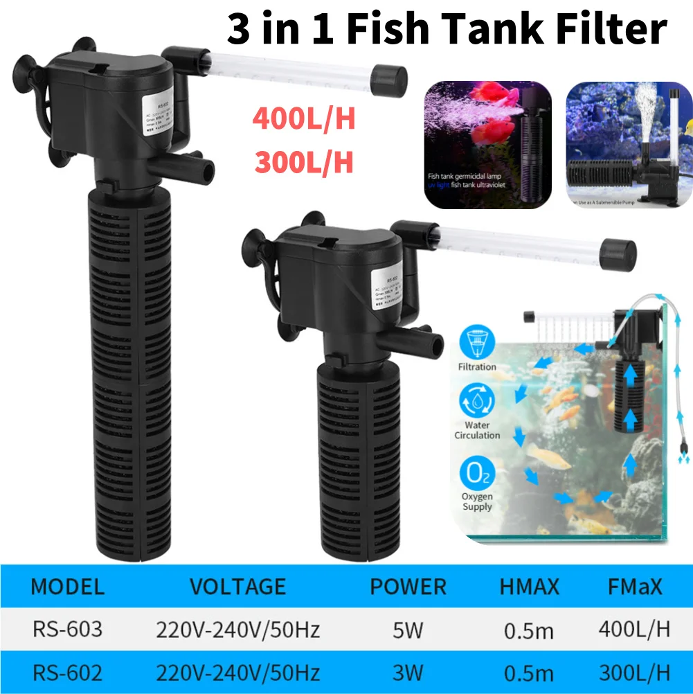 3-in-1-Aquarium-Internal-Filter-Silent-Mini-Aquarium-Filter-Waterproof ...