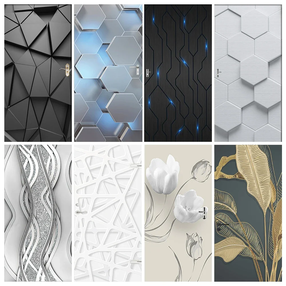 Self-Adhesive-3D-Door-Stickers-Modern-Sticker-Wallpaper-DIY-PVC ...