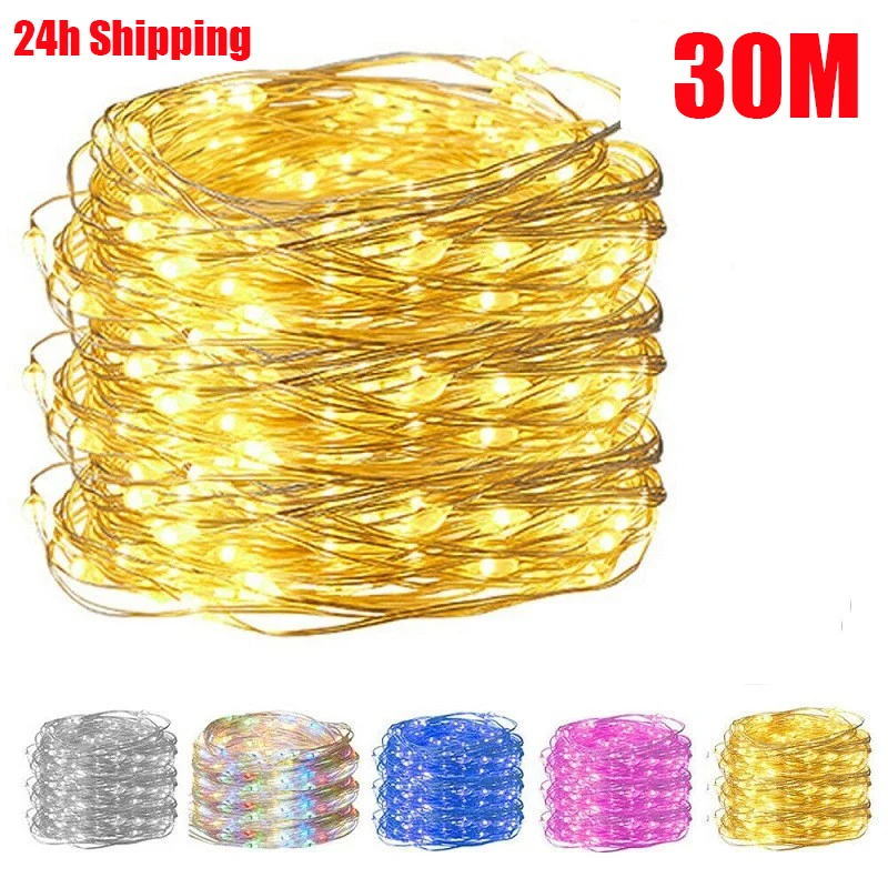 10-20-30M-USB-LED-String-Lights-Copper-Silver-Wire-Garland-Light ...