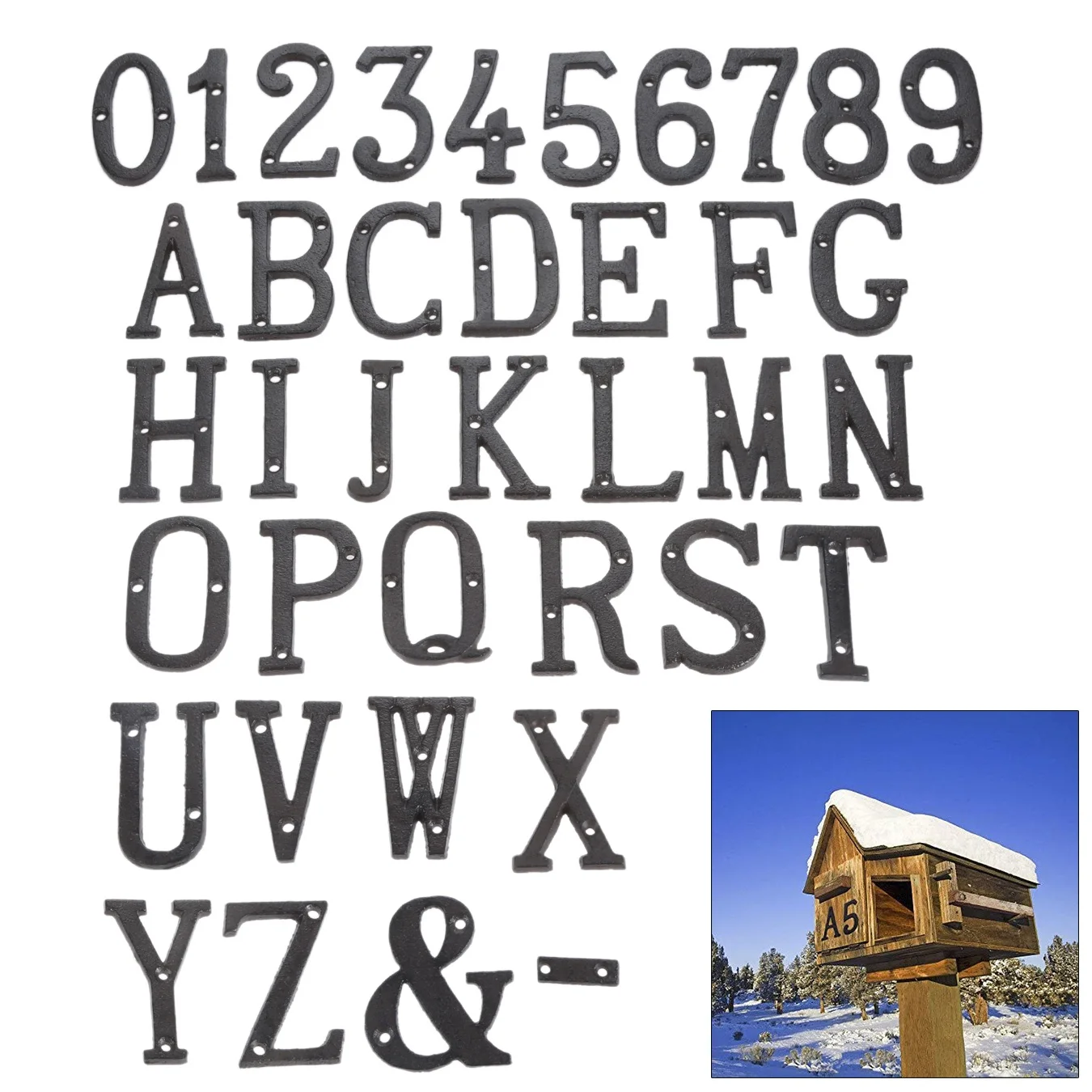 Metal Alphabet Letters Number Sign Heavy Texture Cast Iron Doorplate ...