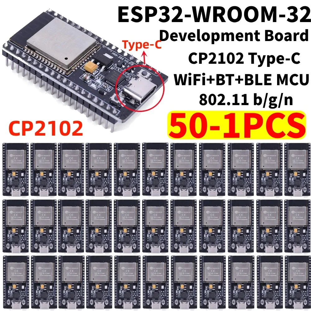 50-1PCS-ESP32-WROOM-32-CP2102-Type-C-Development-Board-32Mbit-SPI-Flash ...