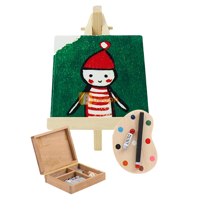 3pcs-Dollhouse-Miniature-Log-Small-Easel-Art-Board-Desktop-Wooden-Mini ...