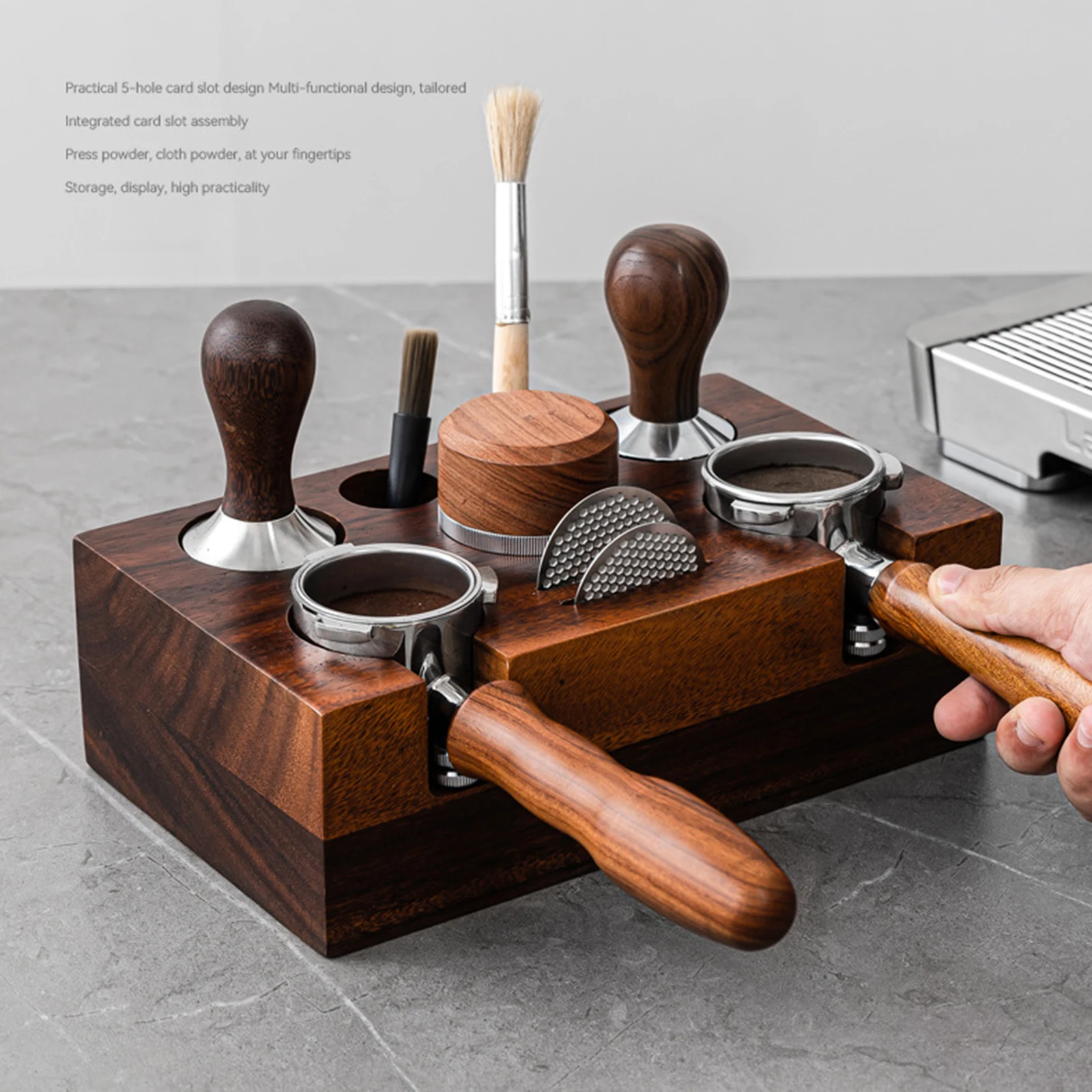 Wooden-Coffee-Tamper-Station-Base-Tamper-Holder-Espresso-Tamper-Mat-Non ...