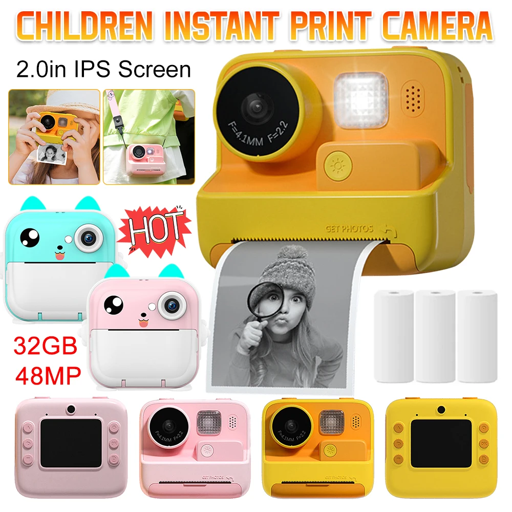 Children-Instant-Print-Camera-48MP-Mini-Thermal-Printer-With-Thermal ...