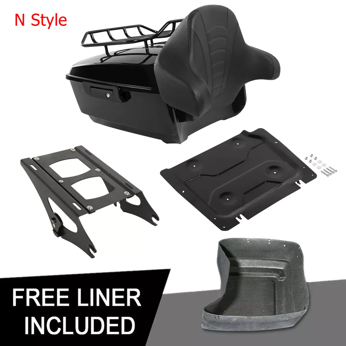 Harley Tour Pack Rack King Pack Backrest Trunk & Rack Kit For Harley ...