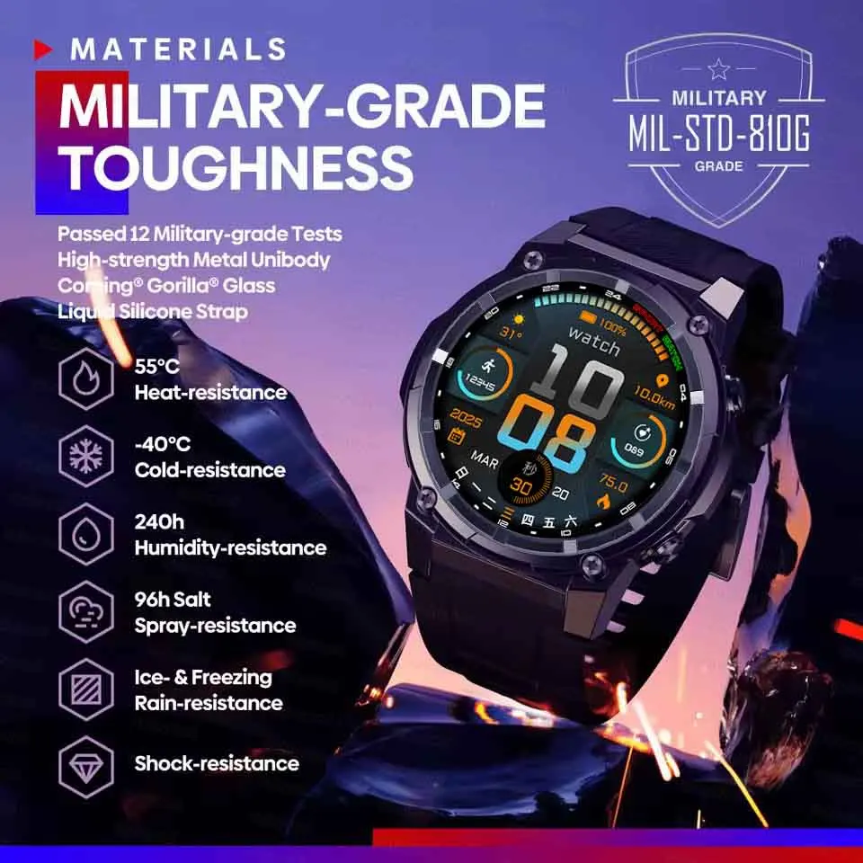Smart Watch GPS Sport Swim Waterproof Watches 1.43“ Corning Gorilla ...