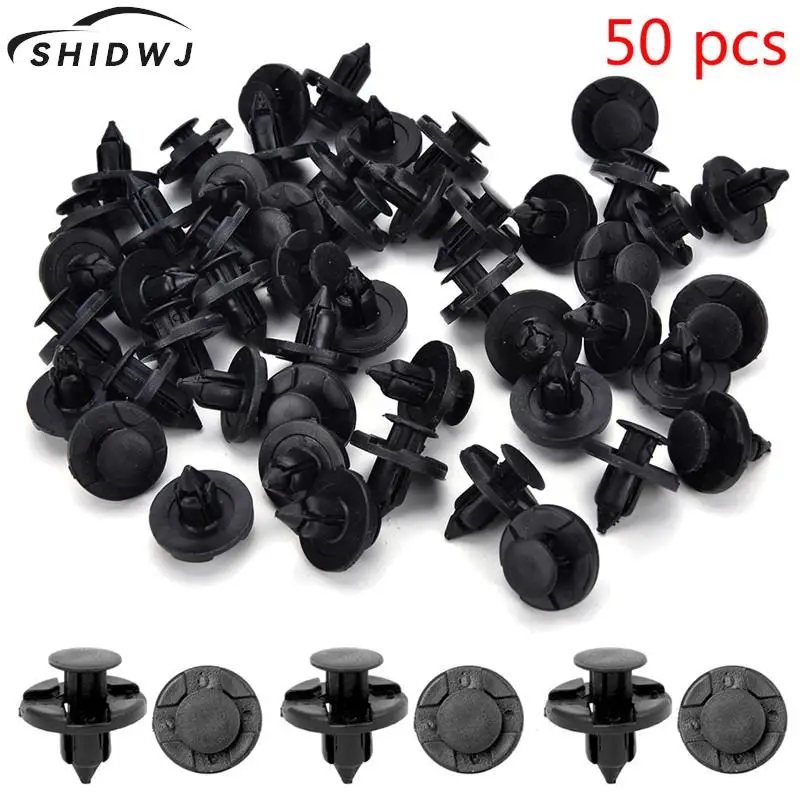 50Pcs-Car-Fastener-fit-8mm-Dia-Hole-Black-Push-Retainer-Rivets-Clips ...