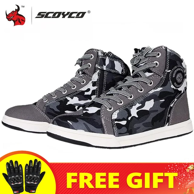 SCOYCO Motorcycle Boots Men Casual Shoes Microfiber Leather Moto ...